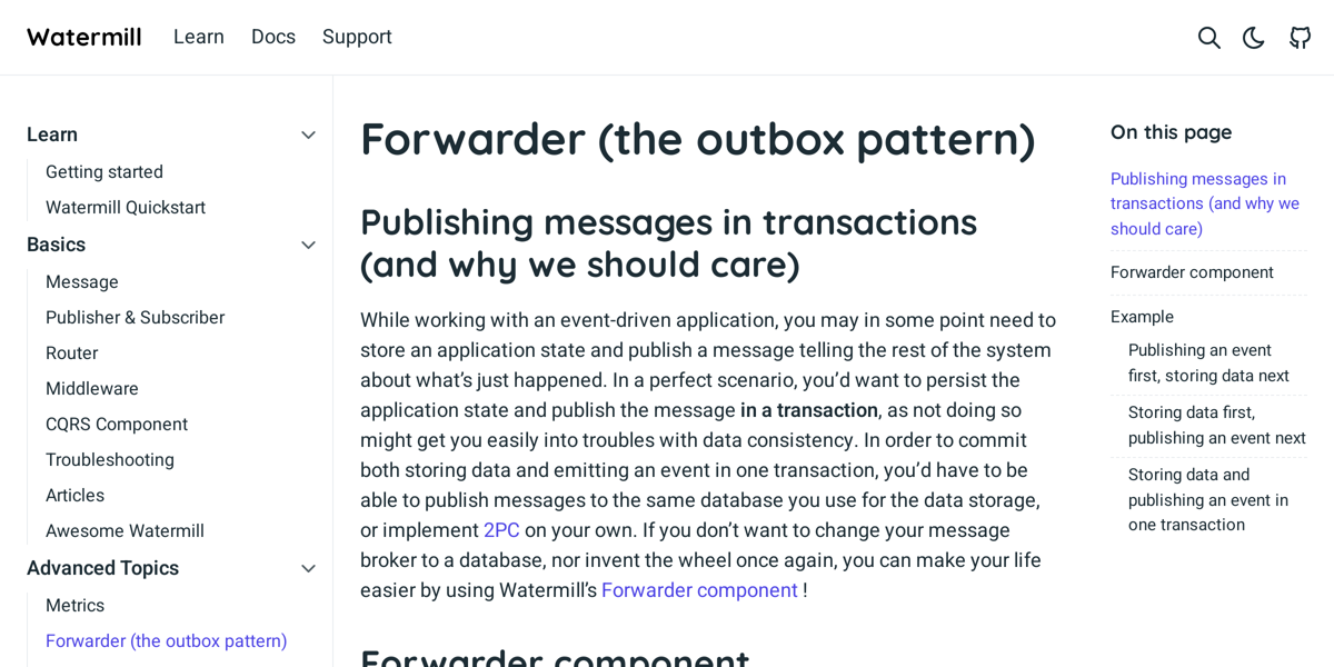 Forwarder (the outbox pattern) | Watermill | Event-Driven in Go