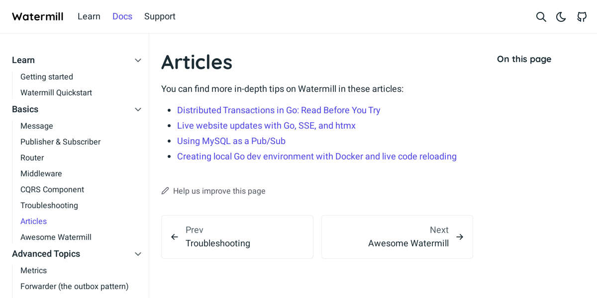 Articles | Watermill | Event-Driven in Go