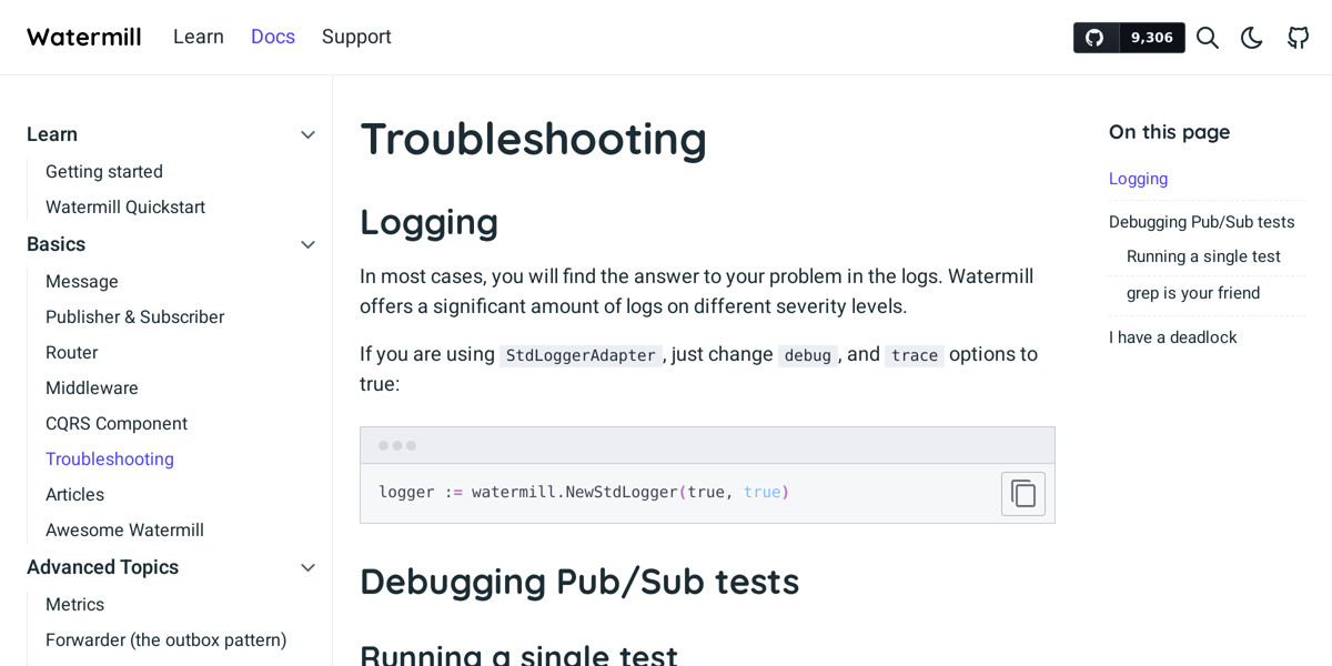 Troubleshooting | Watermill | Event-Driven in Go